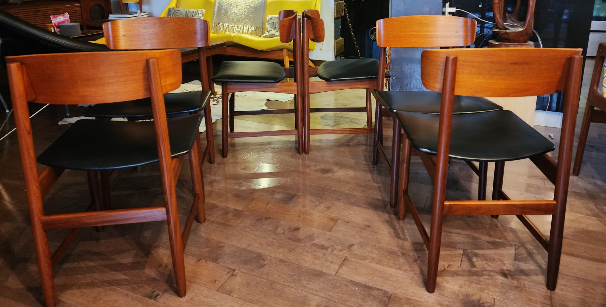 6 REFINISHED Danish Mid Century Modern Teak Dining Chairs
