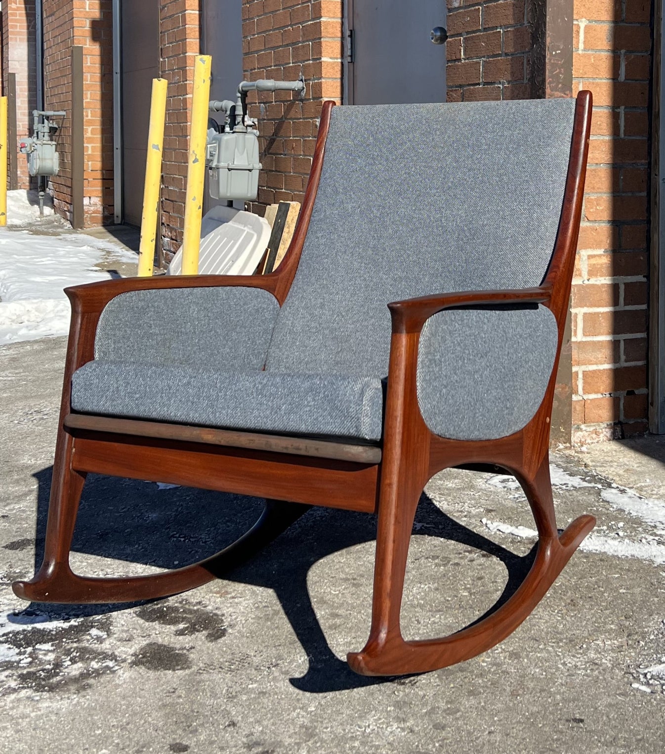 REFINISHED Mid-Century Modern Teak Rocking Chair by R.Huber