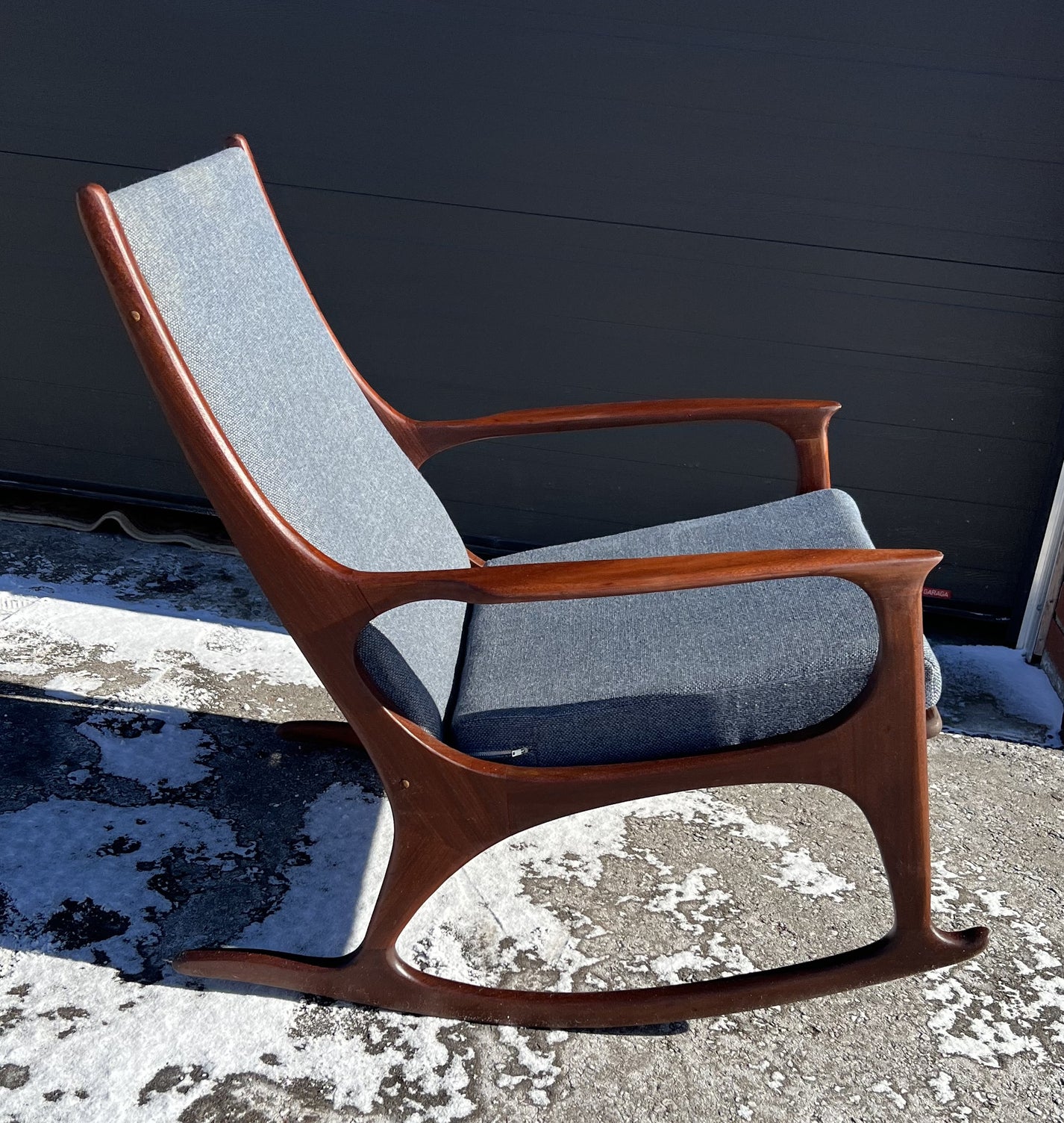 REFINISHED Mid-Century Modern Teak Rocking Chair by R.Huber