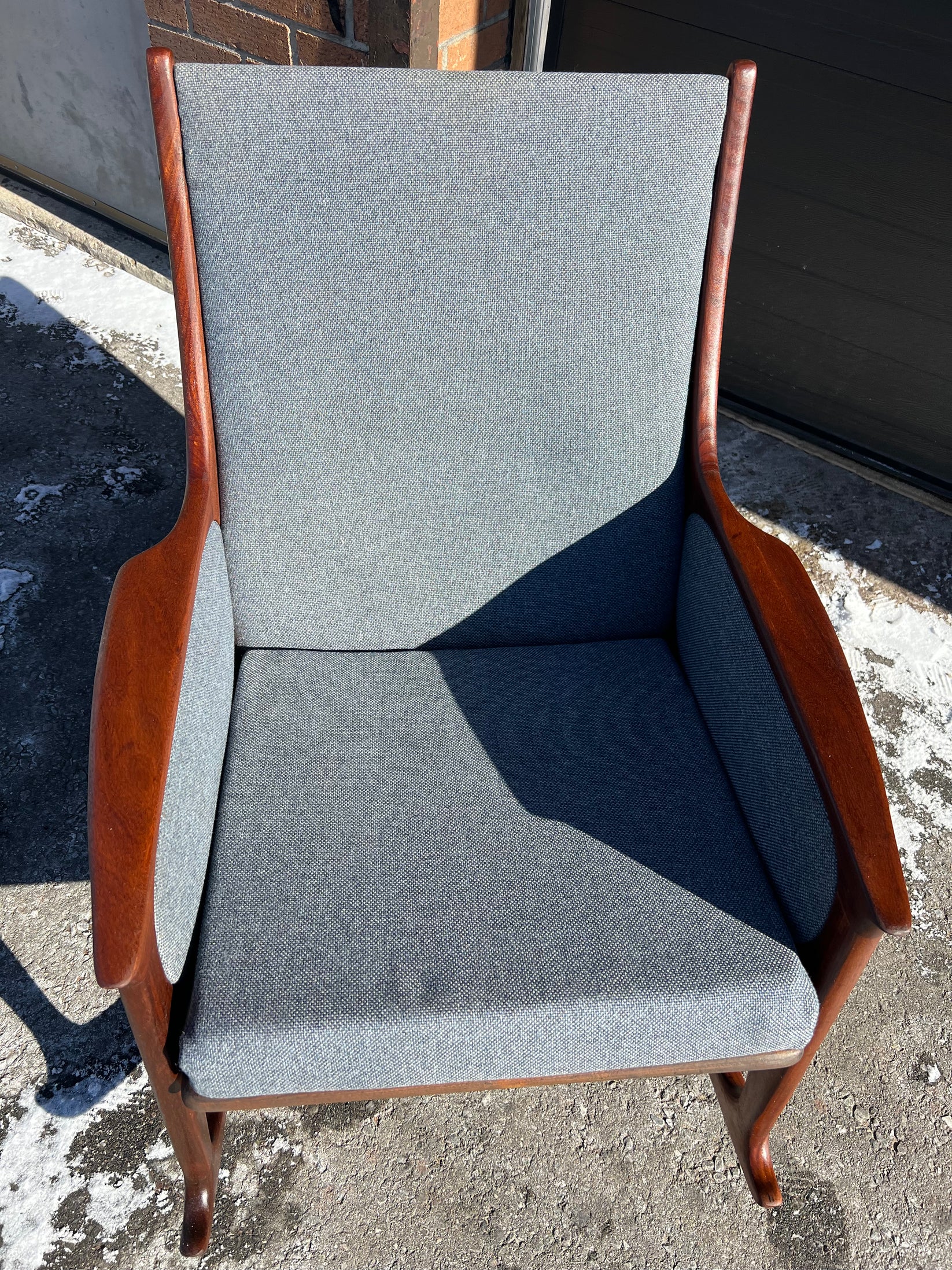 REFINISHED Mid-Century Modern Teak Rocking Chair by R.Huber