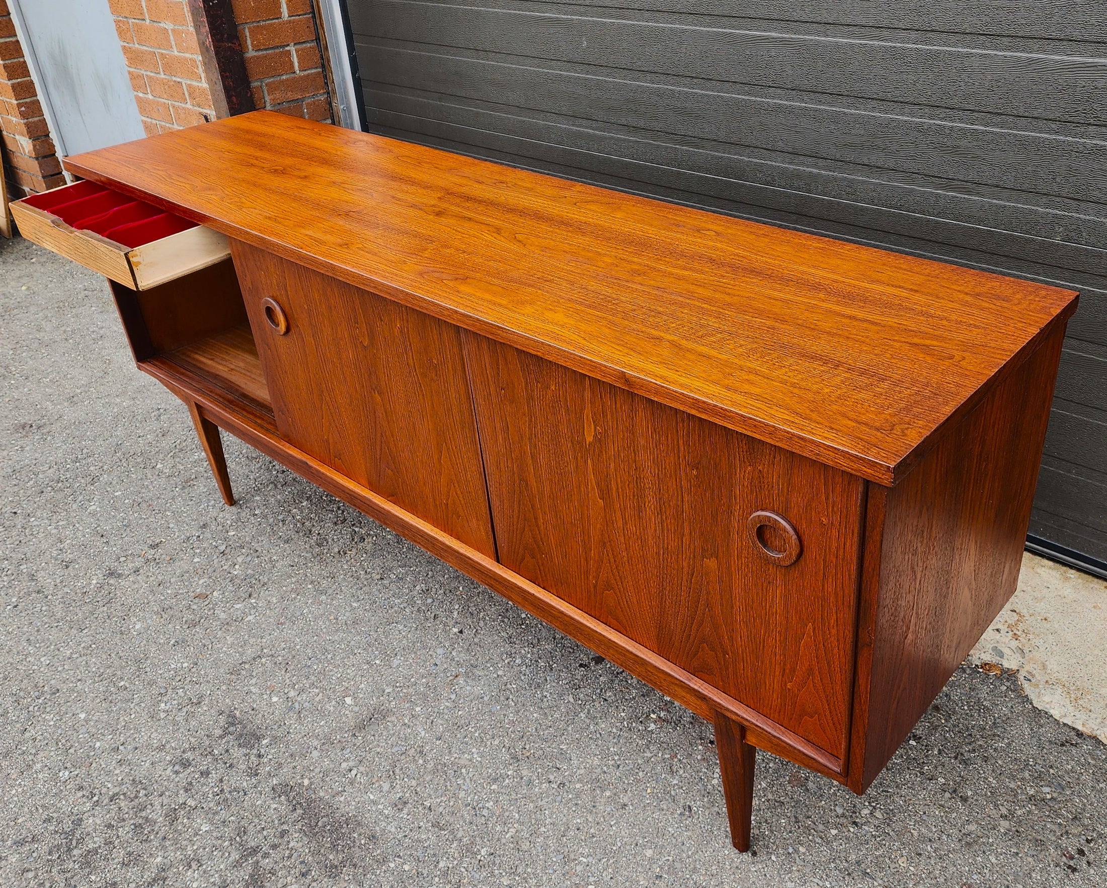 REFINISHED Mid Century Modern Walnut Sideboard Buffet 6 ft