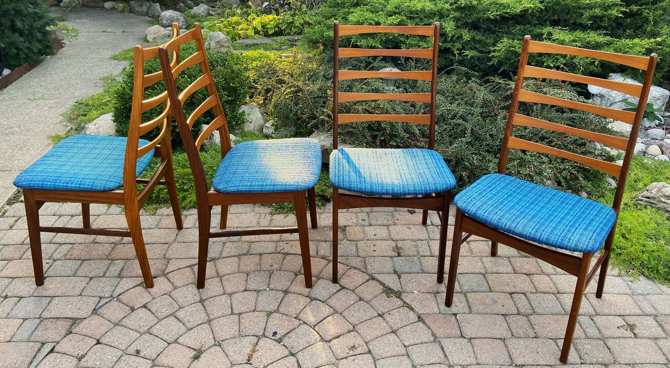 4 RESTORED Danish Mid Century Modern Teak Ladder-Back Chairs