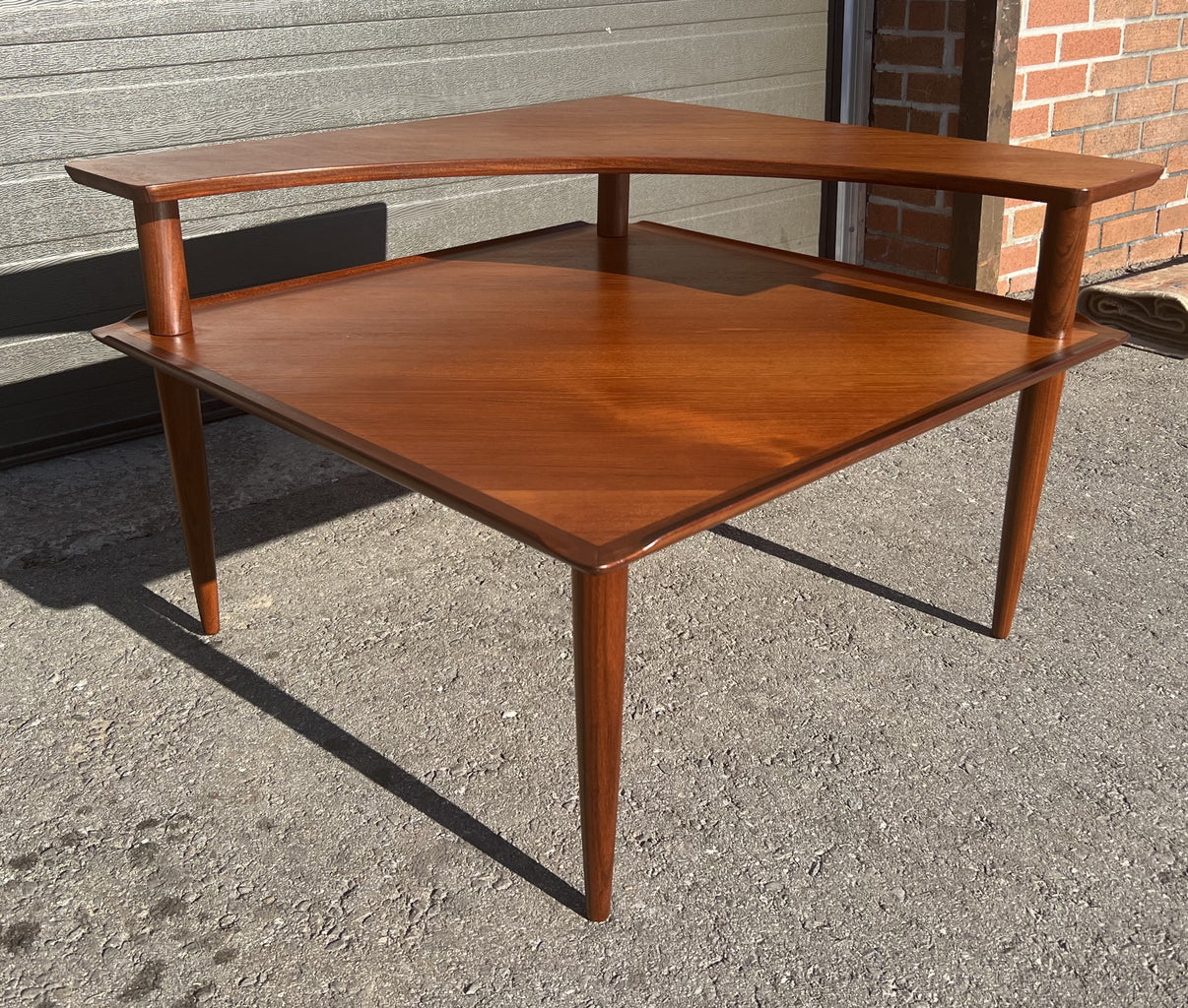 REFINISHED Danish MCM Teak Corner Two-Tier Table by Brande Mobelfabrik ...