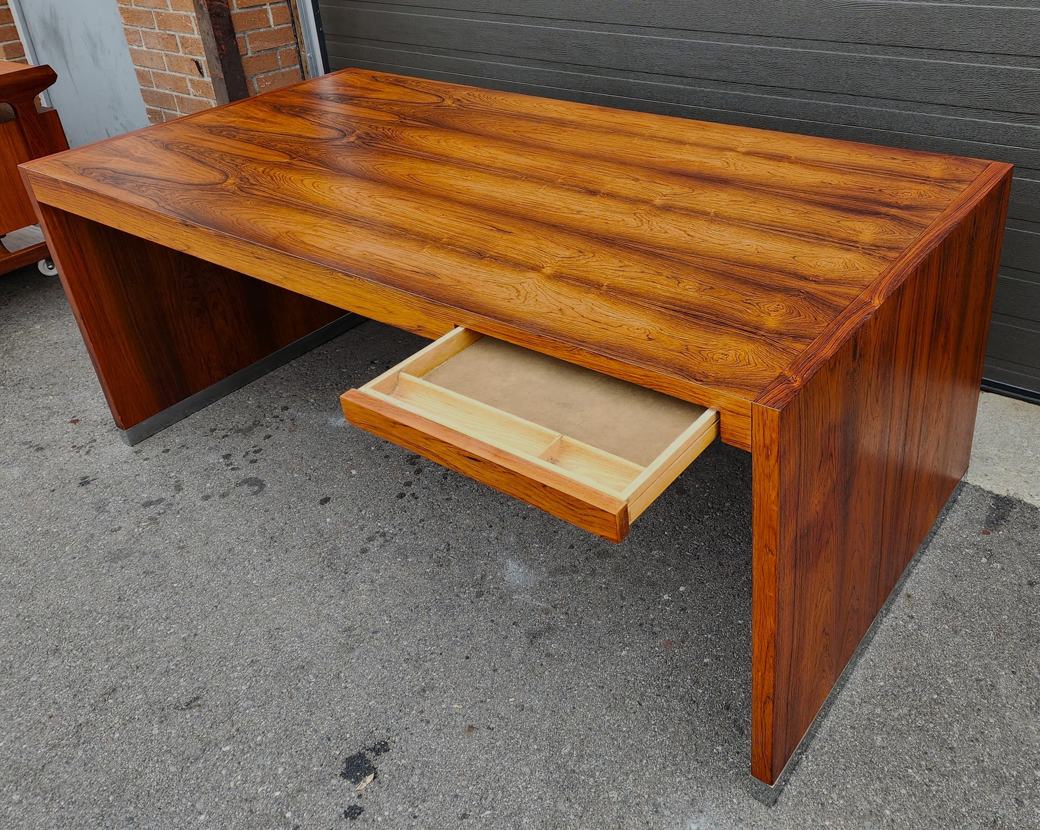 REFINISHED Mid Century Modern Free-Standing Rosewood Desk by J. Geiger