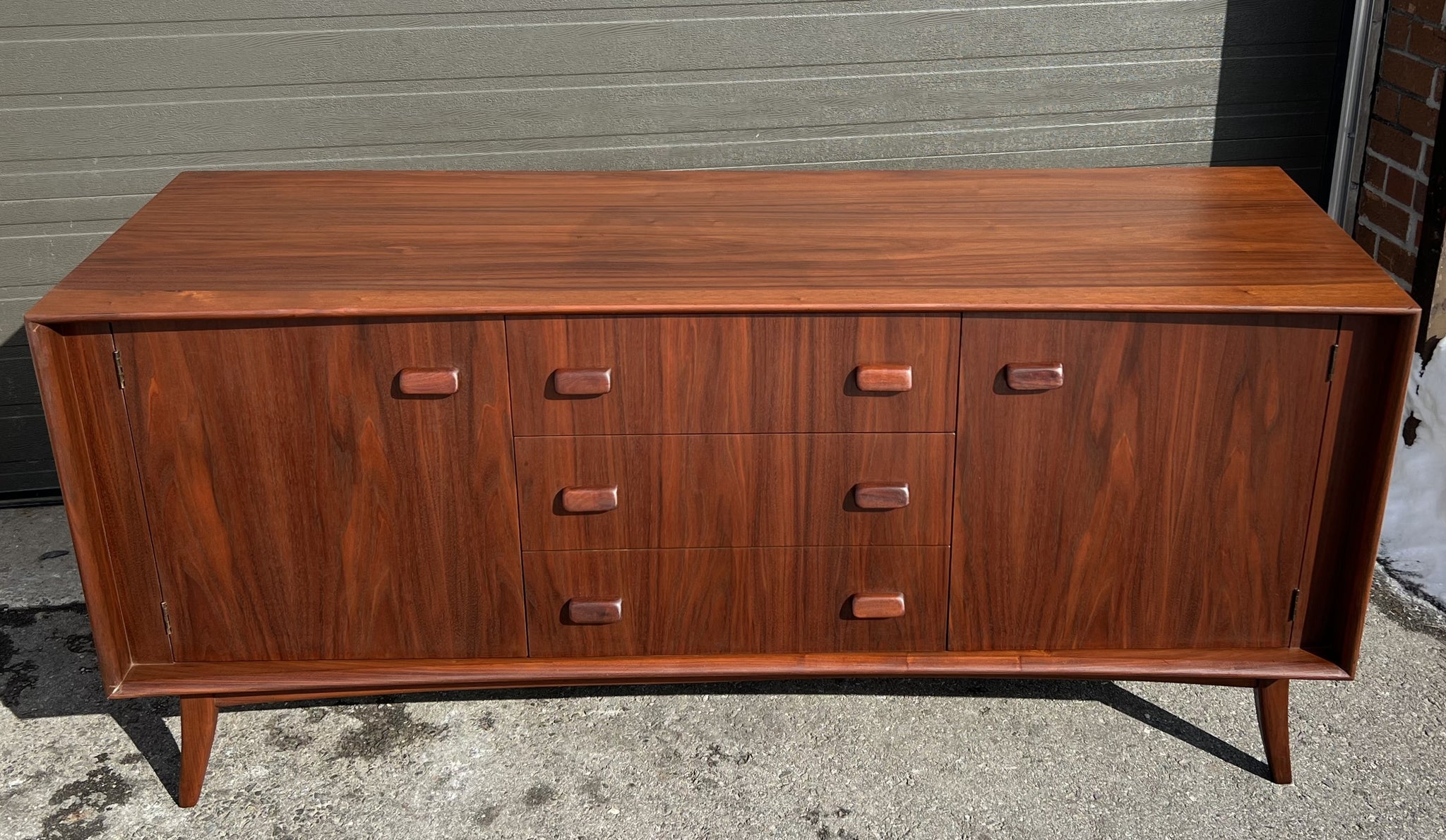 REFINISHED Mid Century Modern Walnut Sideboard by Russell Spanner, 68"