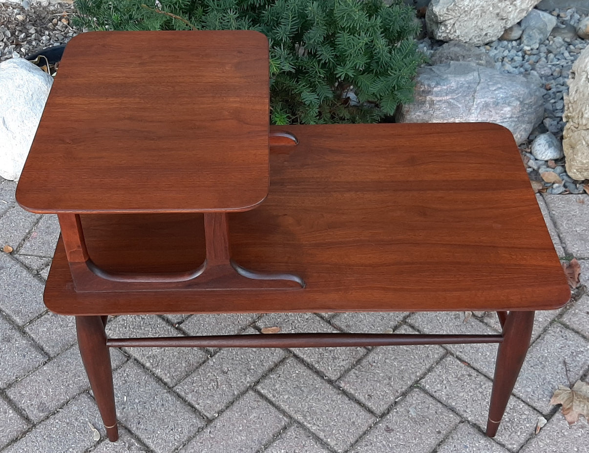REFINISHED MCM Walnut Two Tier / Step End Table, PERFECT