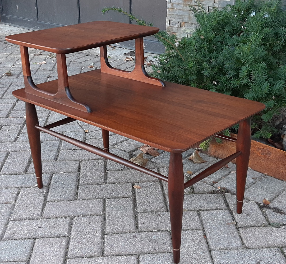 REFINISHED MCM Walnut Two Tier / Step End Table, PERFECT
