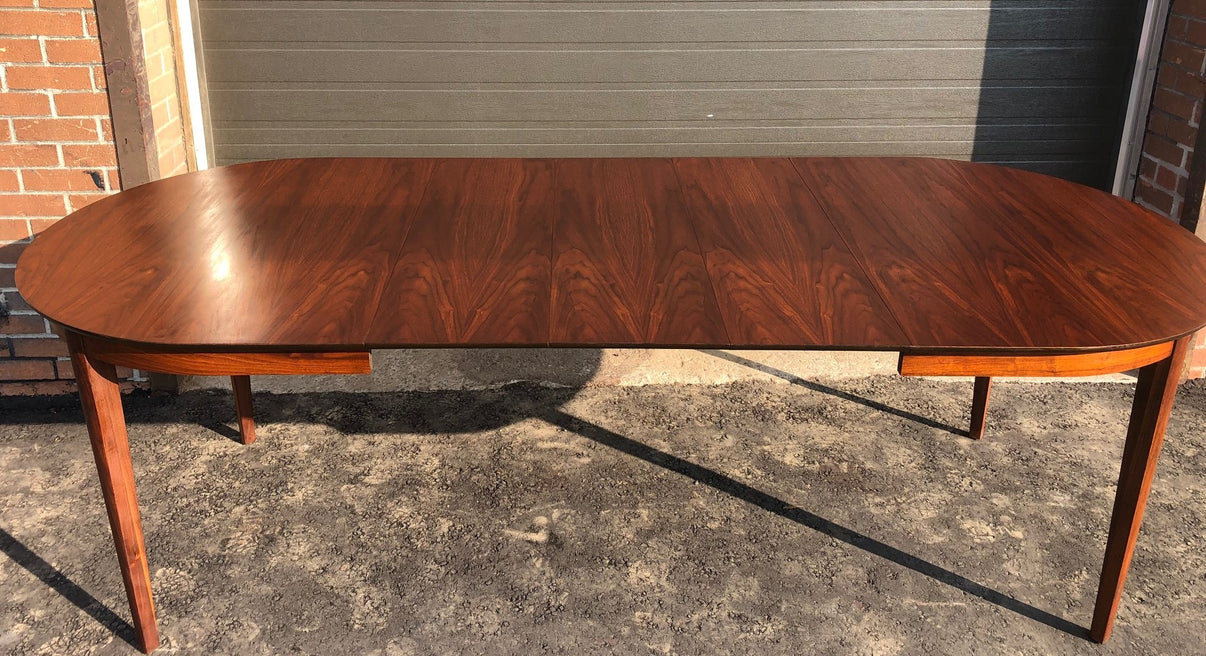 REFINISHED MCM Walnut Table Extendable Oval w 3 leaves 60.5"- 95"