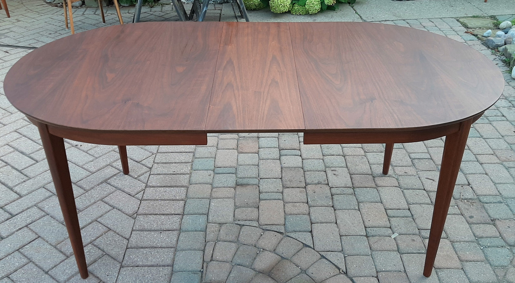 REFINISHED MCM Walnut Table Extendable Oval w 3 leaves 60.5"- 95"