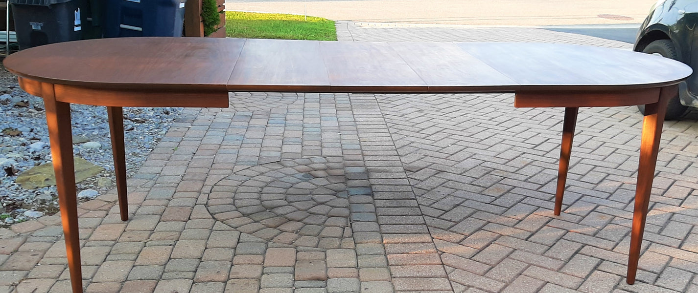 REFINISHED MCM Walnut Table Extendable Oval w 3 leaves 60.5"- 95" – Mid ...