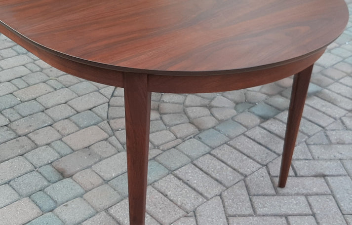 REFINISHED MCM Walnut Table Extendable Oval w 3 leaves 60.5"- 95"